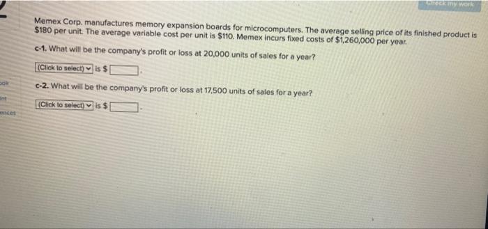 Solved GEWER Memex Corp. manufactures memory expansion | Chegg.com