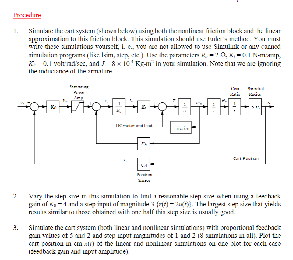 Solved ProcedureSimulate the cart system (shown below) | Chegg.com