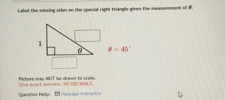 Solved Label the missing sides on the special right triangle | Chegg.com