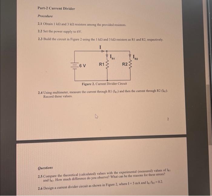 Solved 2.4 Using multimeter, measure the current through | Chegg.com