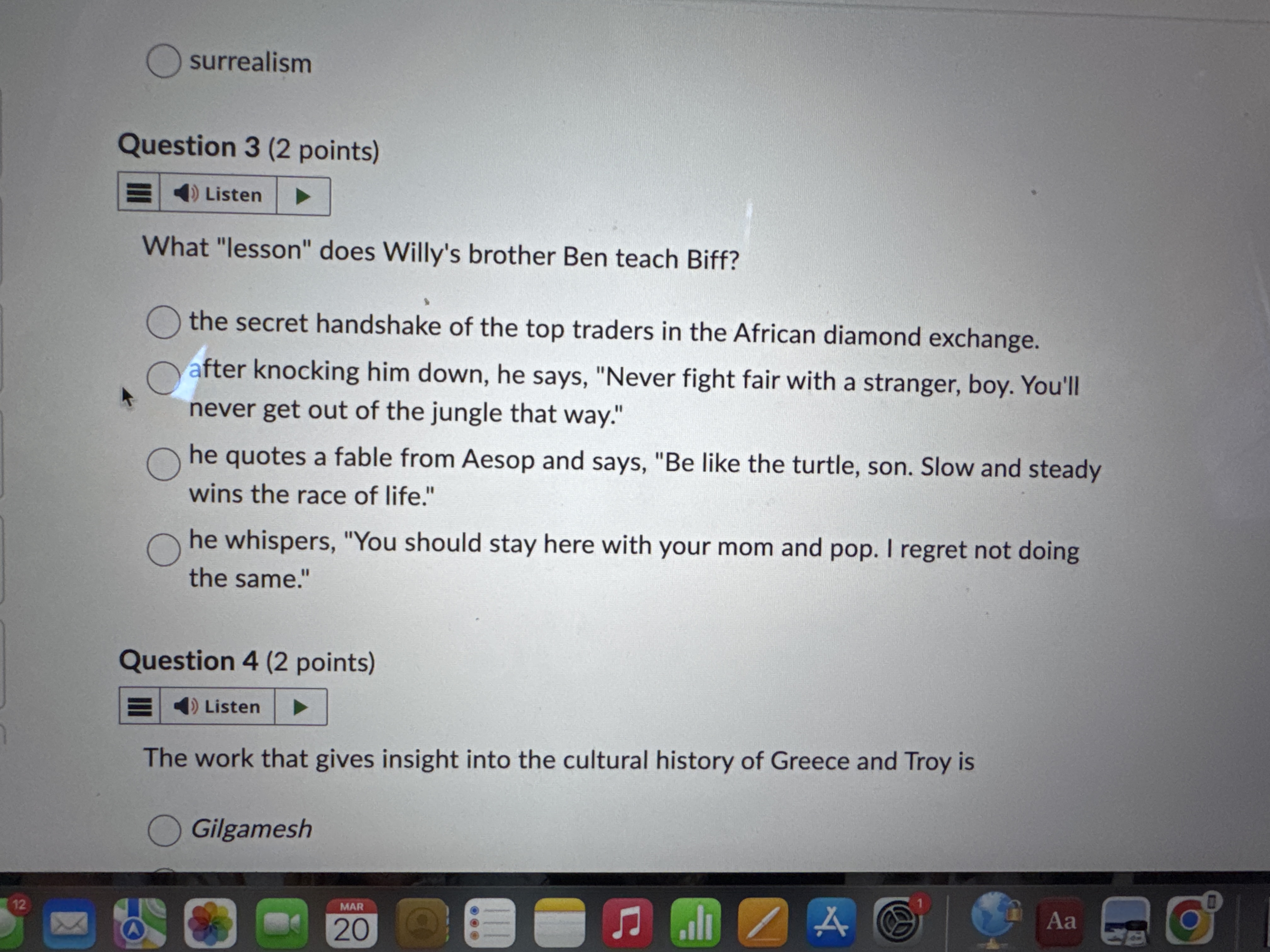 Solved Question 3 (2 ﻿points) ﻿What "lesson" does Willy's | Chegg.com