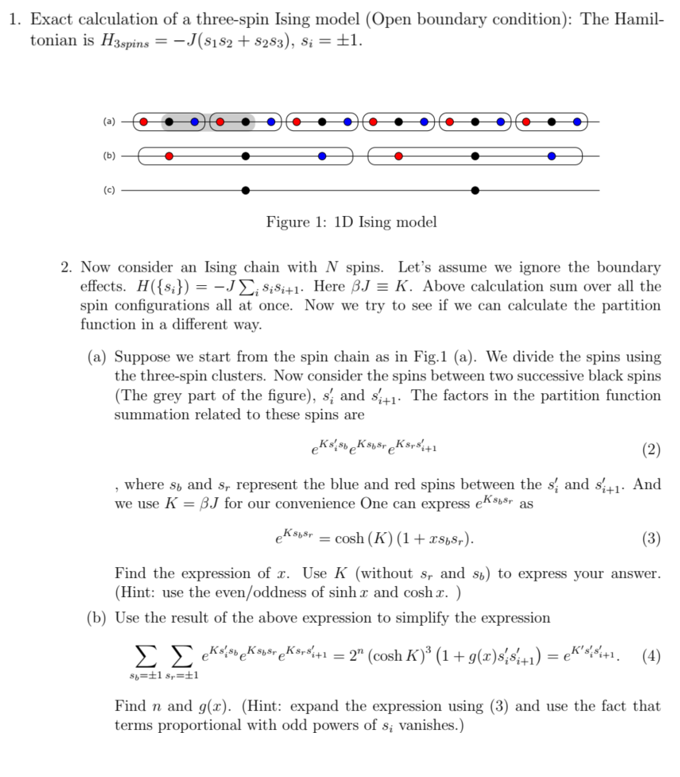 Exact calculation of a three-spin Ising model (Open | Chegg.com
