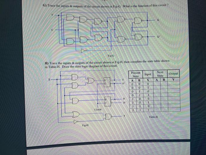 Solved G) Trace the inputs \& outputs of the circuit shown | Chegg.com