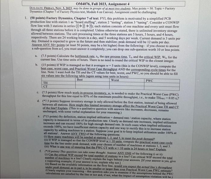 Solved OM4076, Fall 2023, Assignment 4 DUE-DATE: FRIDAY, | Chegg.com