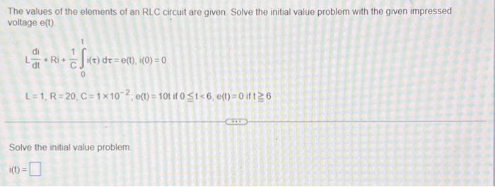Solved The values of the elements of an RLC circuit are | Chegg.com