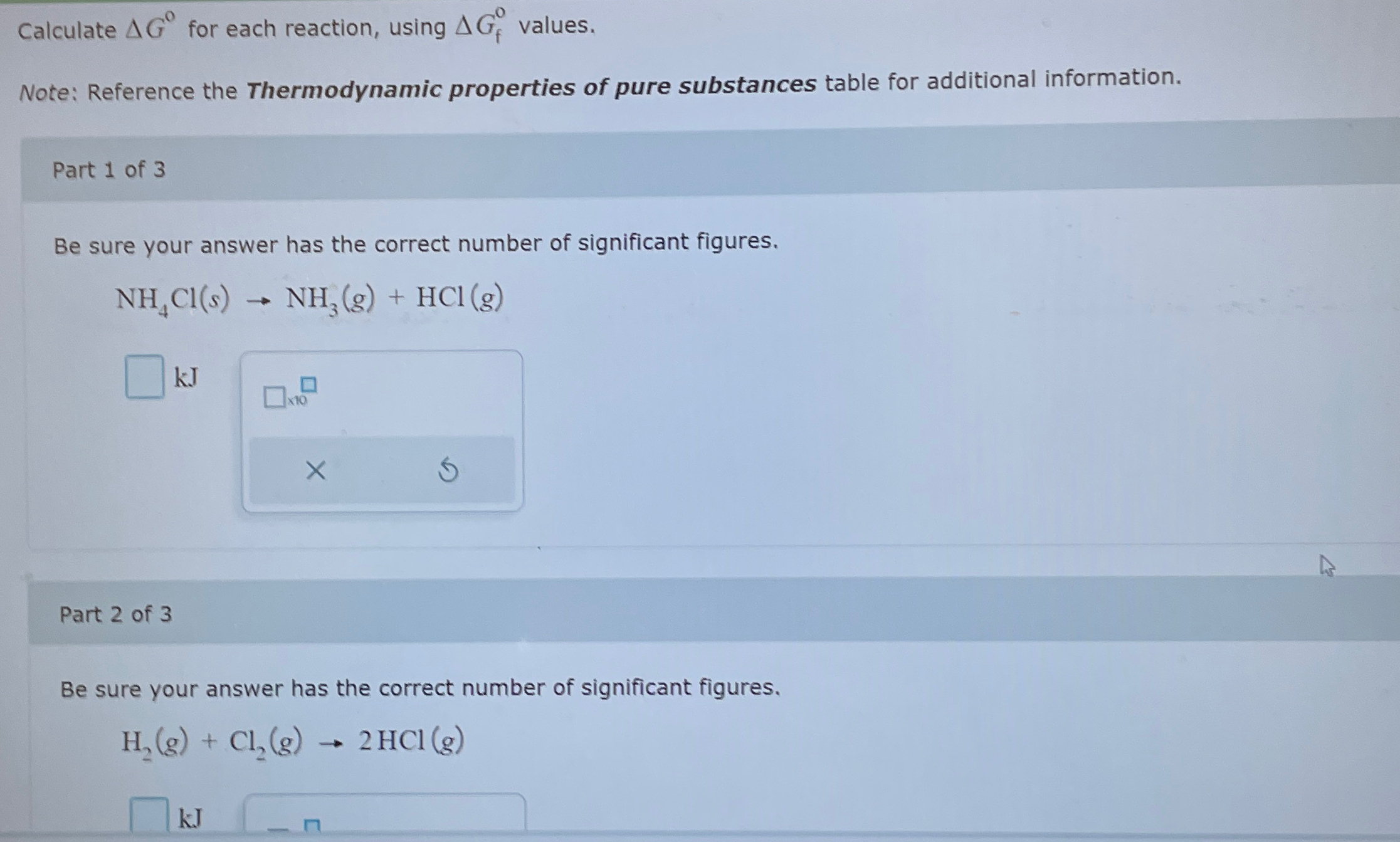 Solved Calculate ΔG0 ﻿for each reaction, using ΔGf0 | Chegg.com