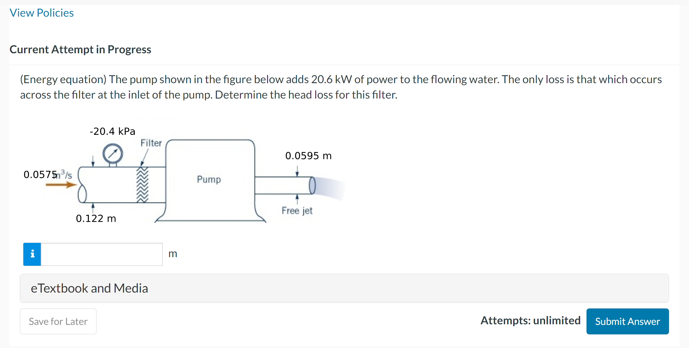 Current Attempt in Progress(Energy equation) ﻿The | Chegg.com