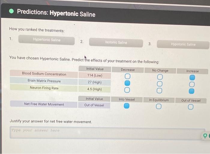 Solved Predictions: Hypertonic Saline How you ranked the | Chegg.com