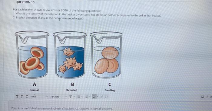 Solved QUESTION 10 For each beaker shown below.answer BOTH | Chegg.com