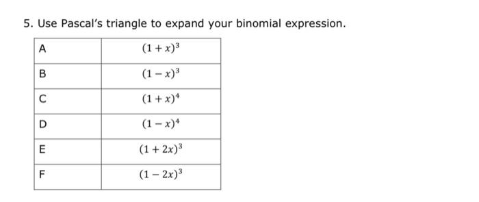 Solved in this image please use Pascal's triangle and | Chegg.com