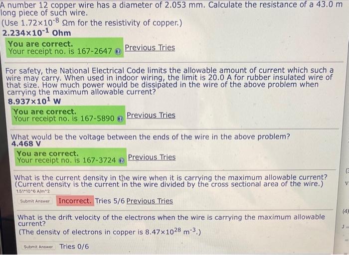 Solved number 12 copper wire has a diameter of 2.053 mm. | Chegg.com