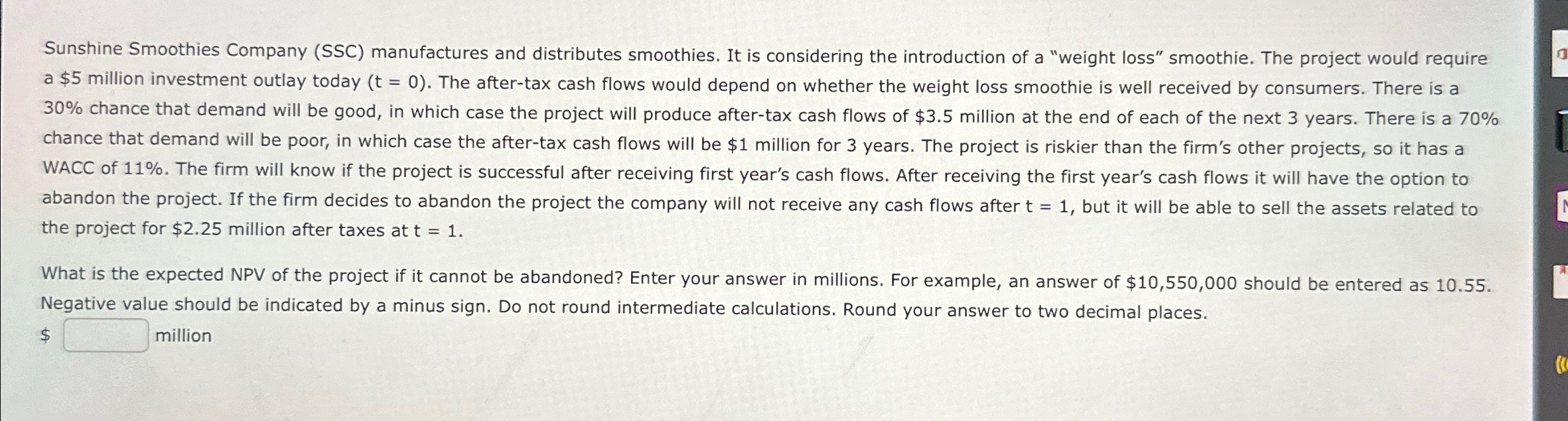 Solved Sunshine Smoothies Company (SSC) ﻿manufactures and | Chegg.com