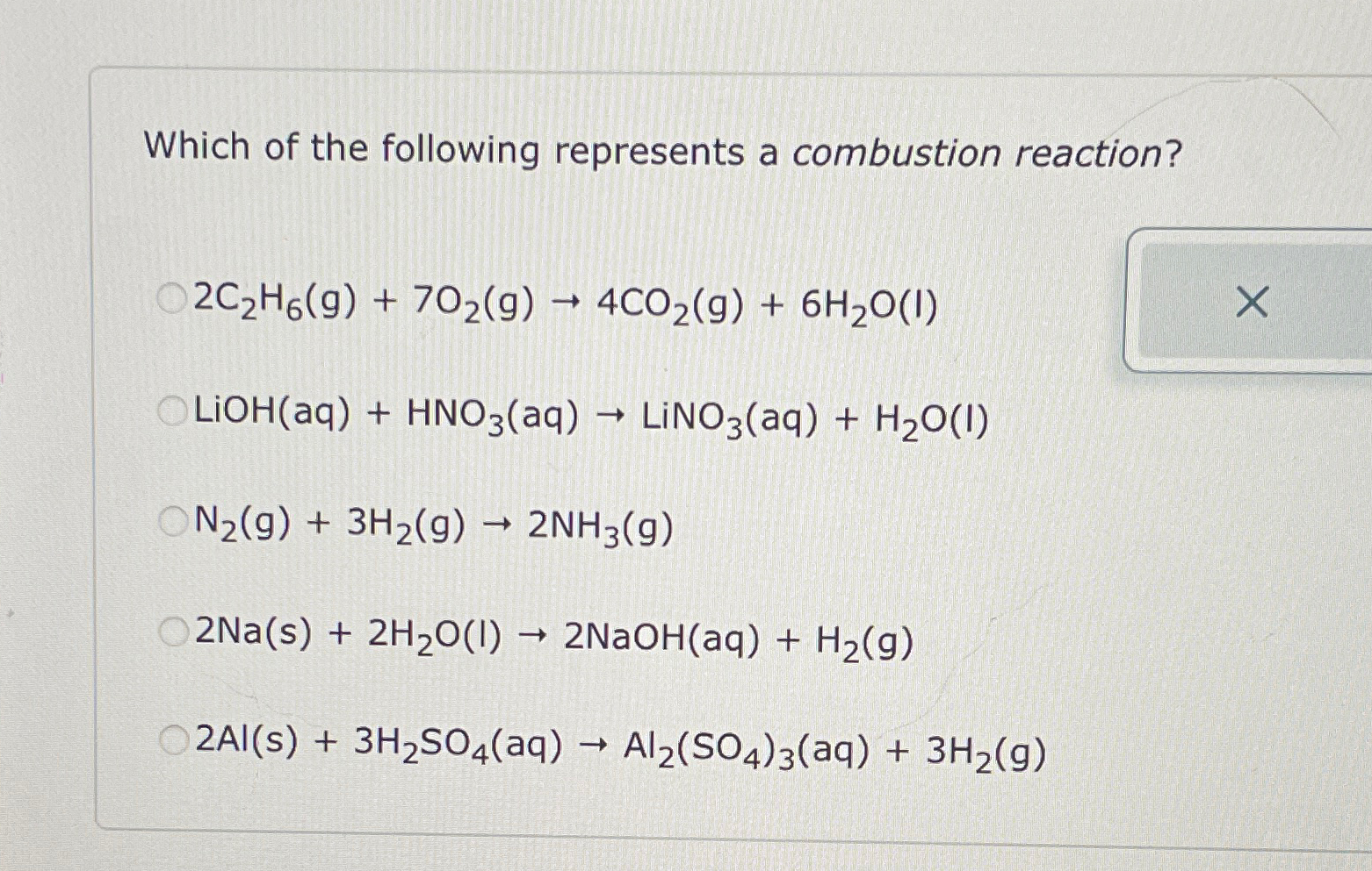 Solved Which of the following represents a combustion | Chegg.com