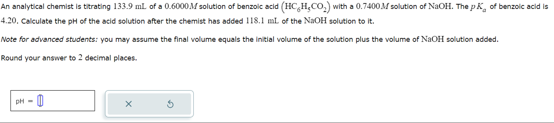 Solved An analytical chemist is titrating 133.9mL ﻿of a | Chegg.com