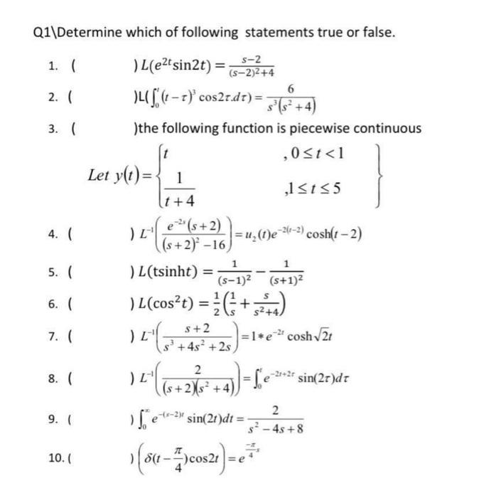 Solved Q1\\Determine which of following statements true or | Chegg.com