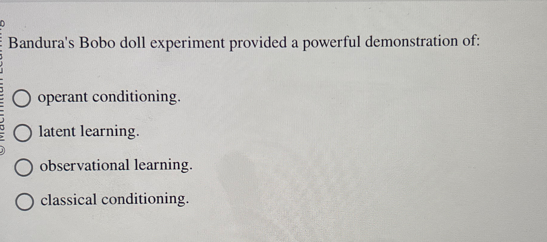 Solved Bandura's Bobo doll experiment provided a powerful | Chegg.com