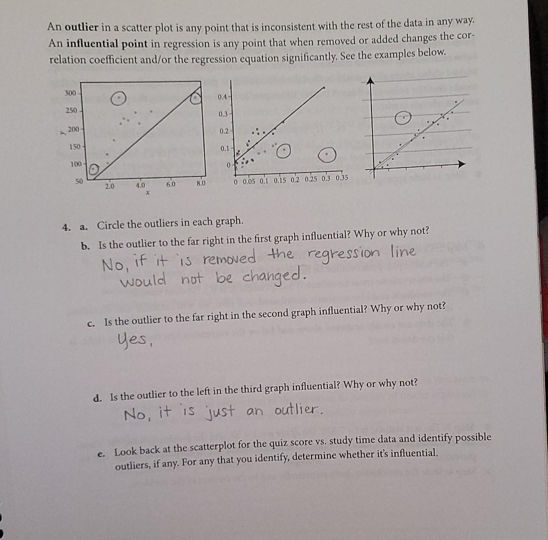 Solved An outlier in a scatter plot is any point that is | Chegg.com