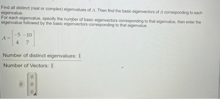 Solved Find all distinct (real or complex) eigenvalues of A. | Chegg.com