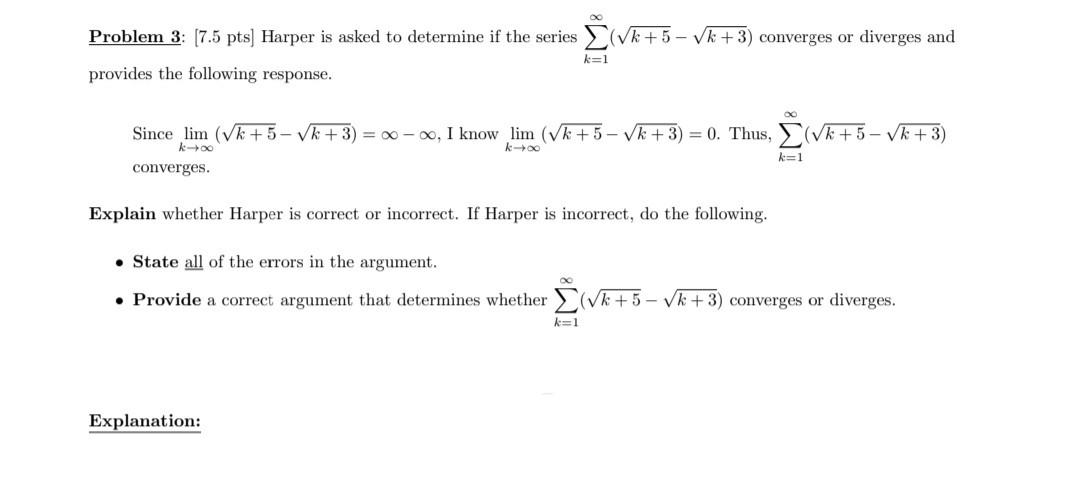 Solved Problem 3: [7.5 pts] Harper is asked to determine if | Chegg.com