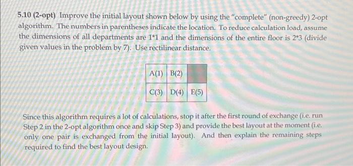 5.10 (2-opt) Improve the initial layout shown below | Chegg.com