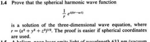 Solved 1.4 Prove that the spherical harmonic wave function | Chegg.com