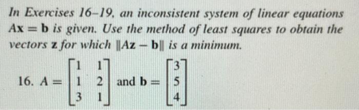 Solved In Exercises 16-19, an inconsistent system of linear | Chegg.com
