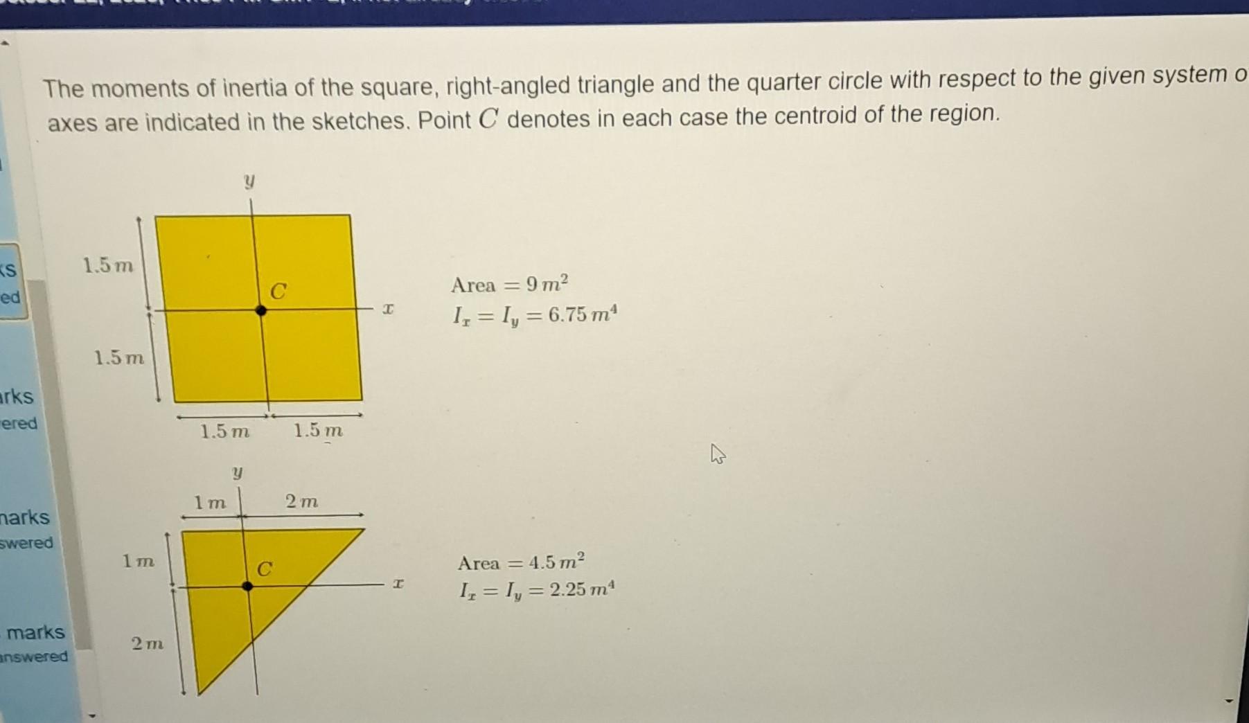 Solved The moments of inertia of the square, right-angled | Chegg.com