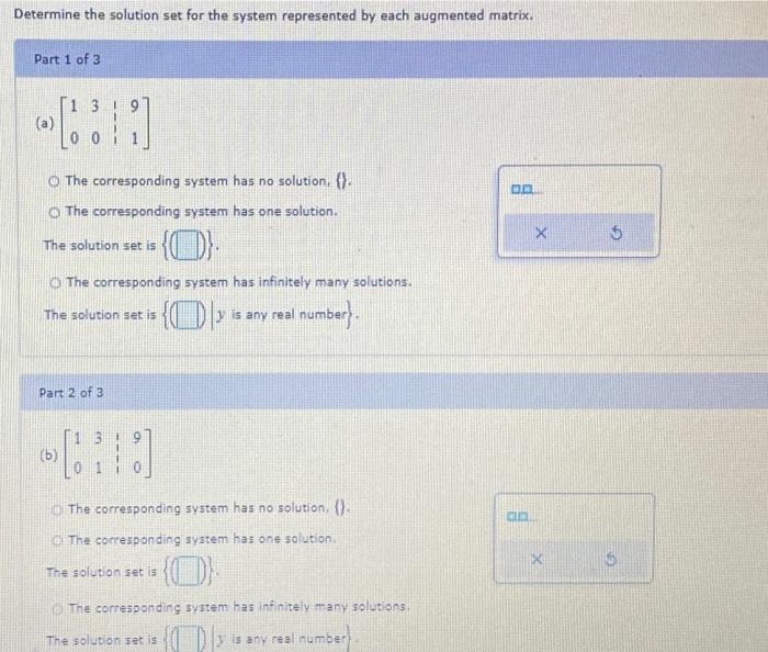 Solved Determine the solution set for the system represented | Chegg.com