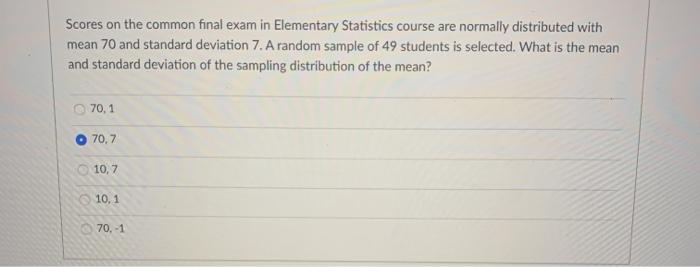 Solved Scores on the common final exam in Elementary | Chegg.com