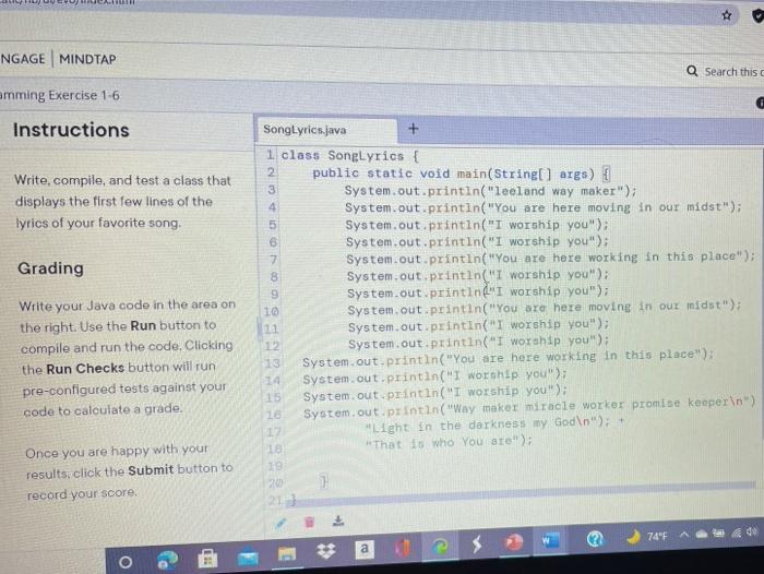 Solved NGAGE MINDTAP Q Search this amming Exercise 1-6 | Chegg.com