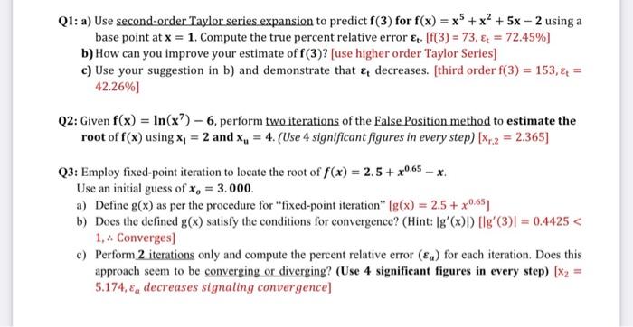 Solved Q1: a) Use second-order Taylor series expansion to | Chegg.com