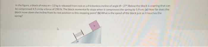 Solved In the foure, a block of mass m=12 kg is released | Chegg.com