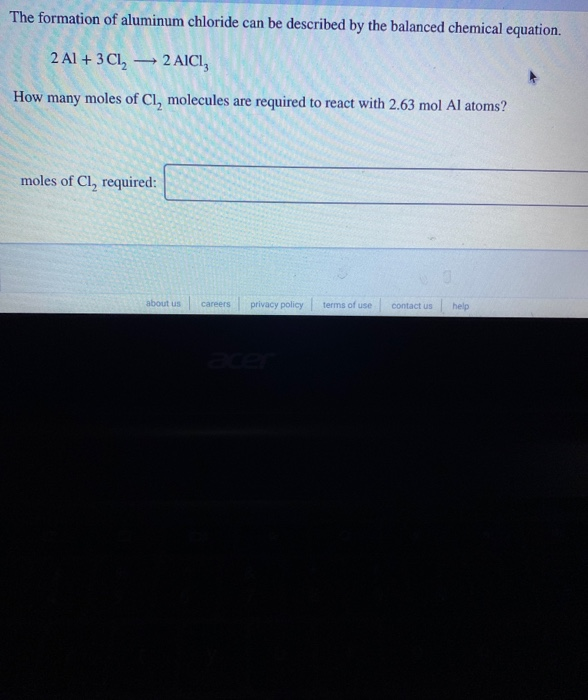 Solved The formation of aluminum chloride can be described | Chegg.com