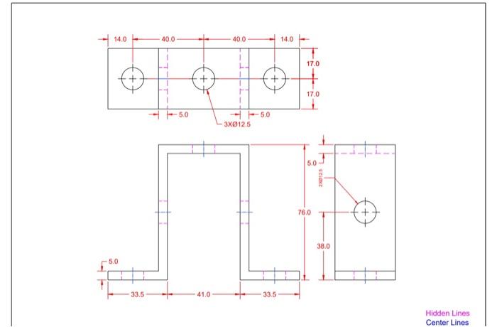 Solved Hidden Lines Center Lines | Chegg.com