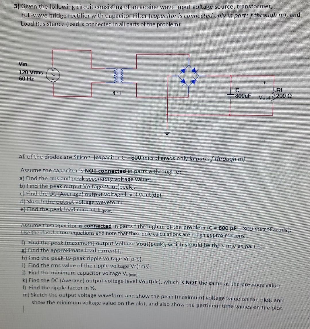 Solved 3) Given the following circuit consisting of an ac | Chegg.com