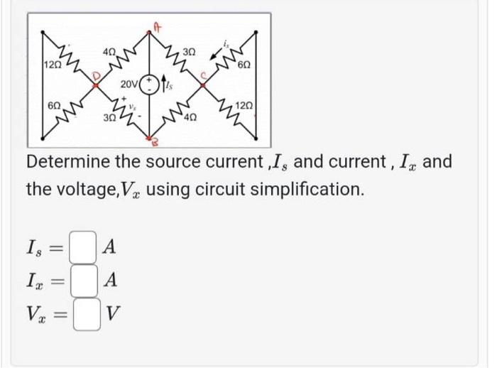 Solved Determine the source current,Is and current, Ix and | Chegg.com