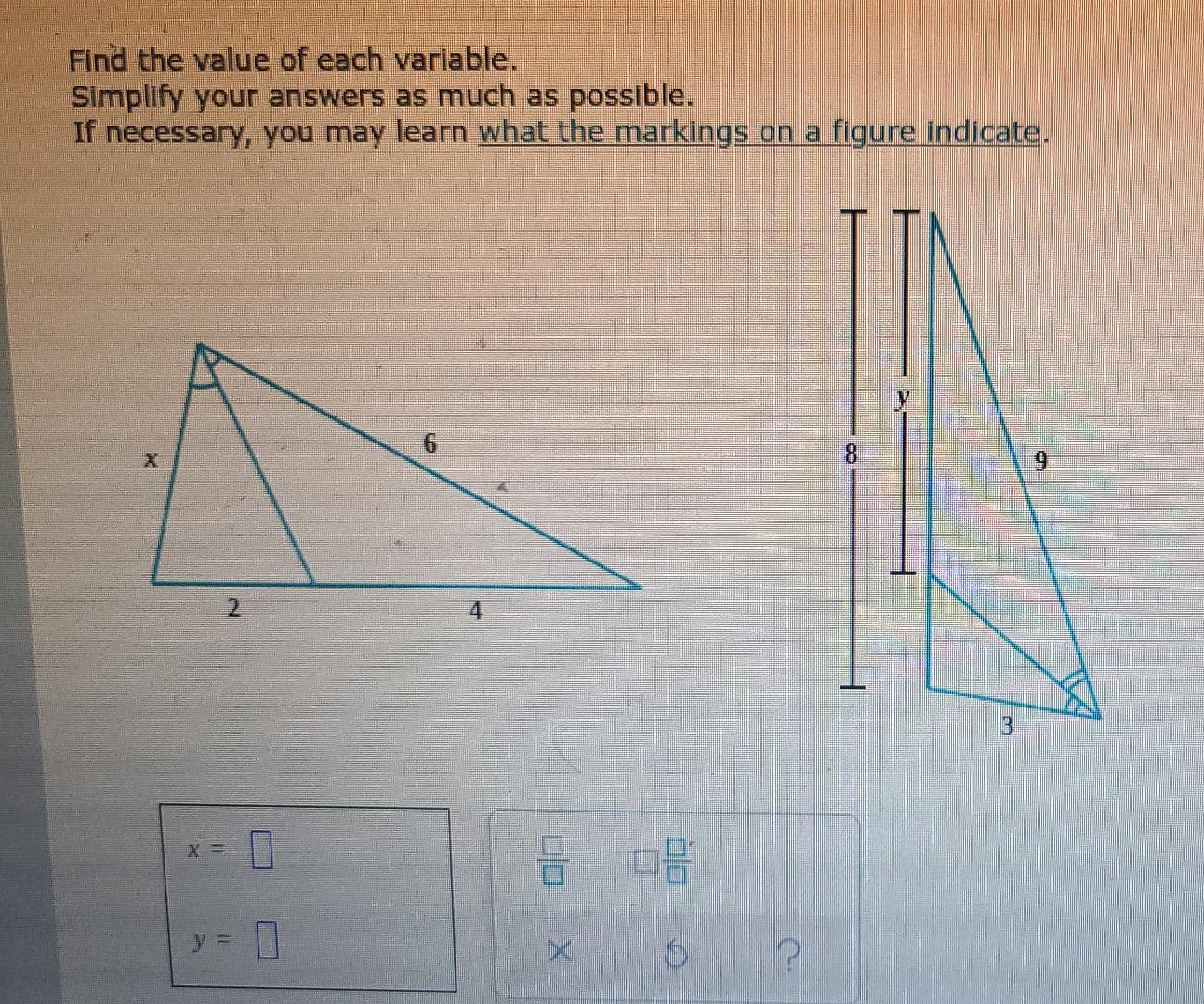 Solved Find the value of each variable. Simplify your | Chegg.com