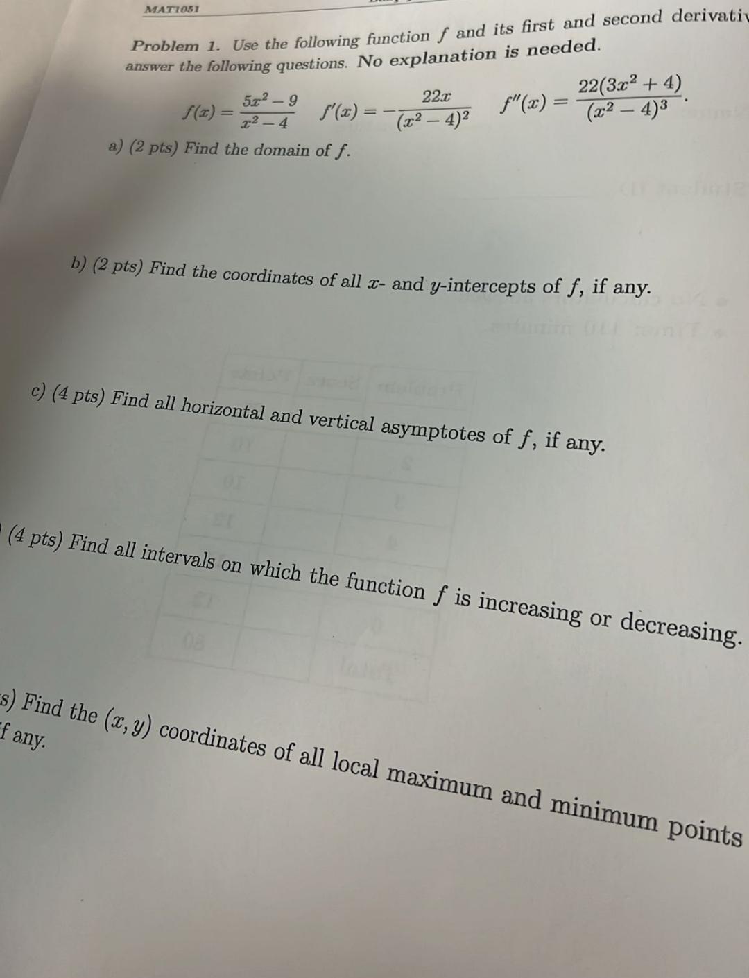 Solved MATIOSIProblem 1. ﻿Use the following function f ﻿and | Chegg.com