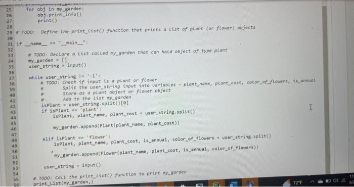 Solved The Code Must State Plant Information Not Just 