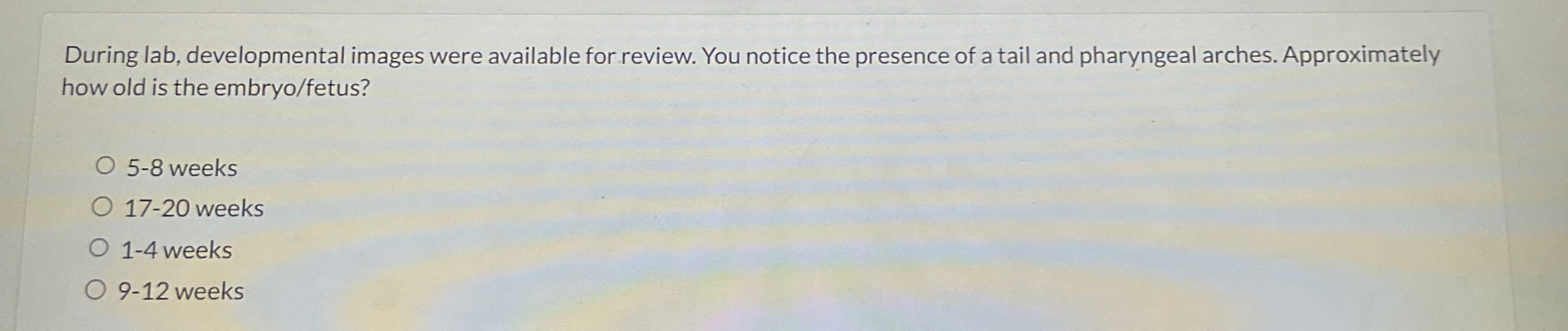 Solved During lab, developmental images were available for | Chegg.com