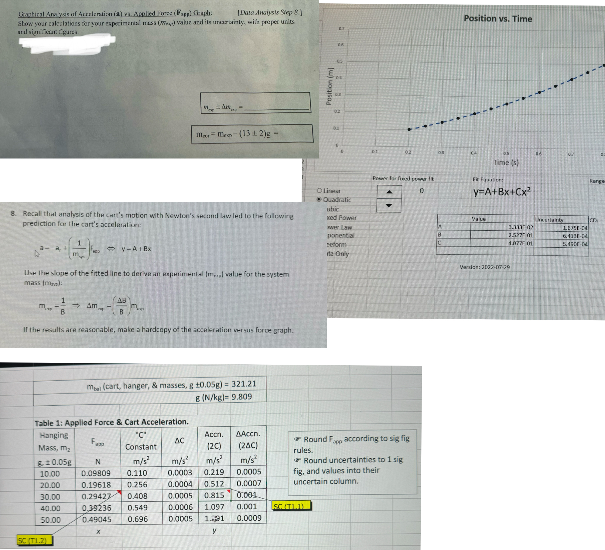 Solved Graphical analysis of acceleration (a) ﻿vs applied | Chegg.com