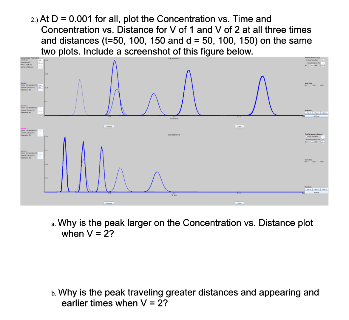 Solved 2.) ﻿At D=0.001 ﻿for all, plot the Concentration vs. | Chegg.com