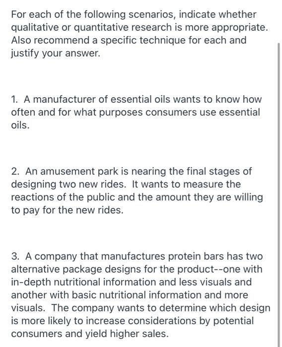 Solved For each of the following scenarios, indicate whether | Chegg.com