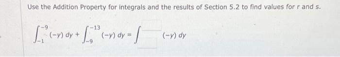 Solved Use the Addition Property for integrals and the | Chegg.com