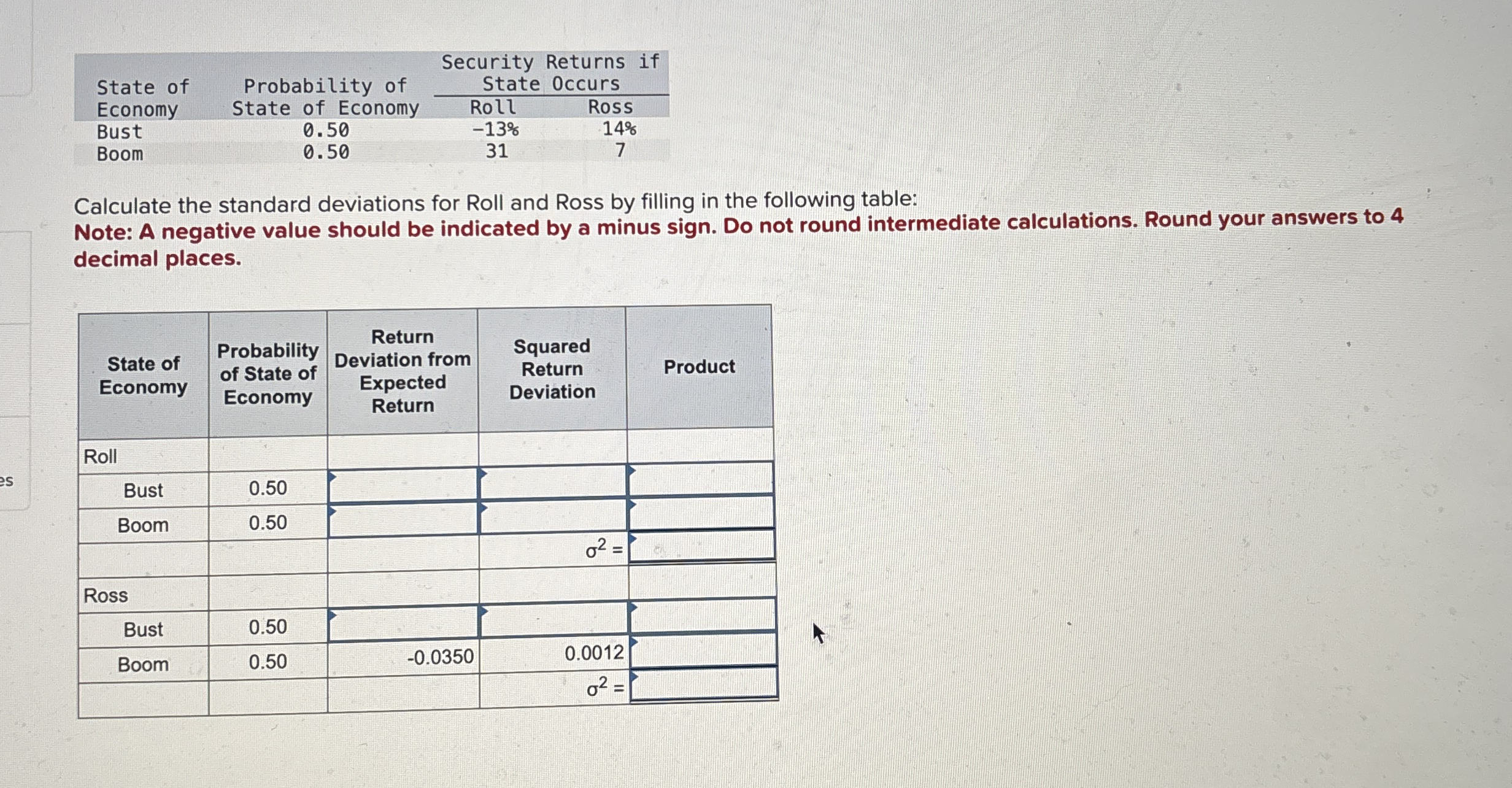 Solved Fill out the following table Calculate the standard | Chegg.com