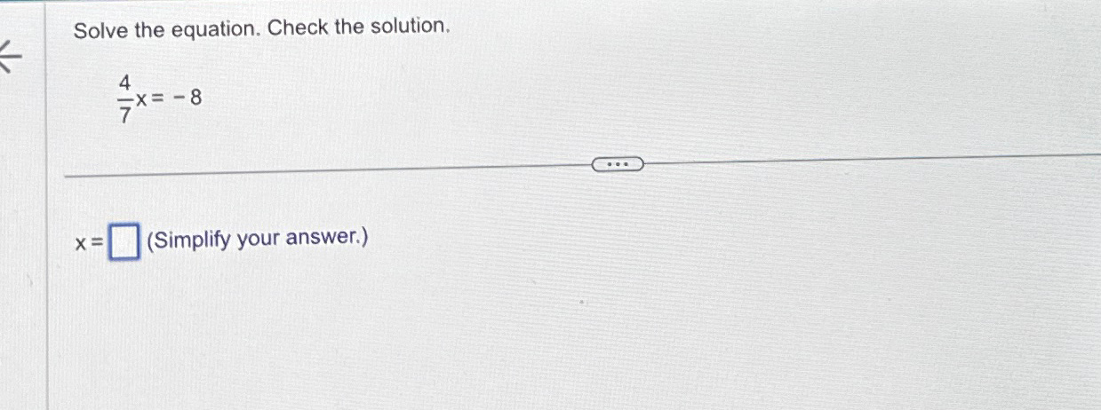 Solved Solve the equation. Check the | Chegg.com