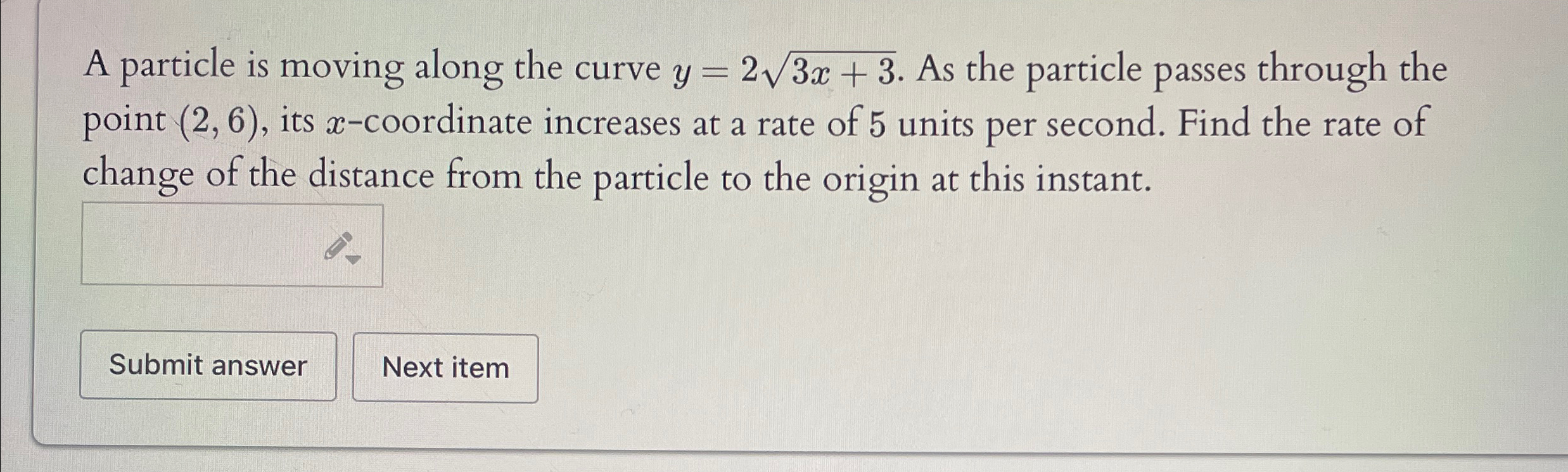 Solved A particle is moving along the curve y=23x+32. ﻿As | Chegg.com