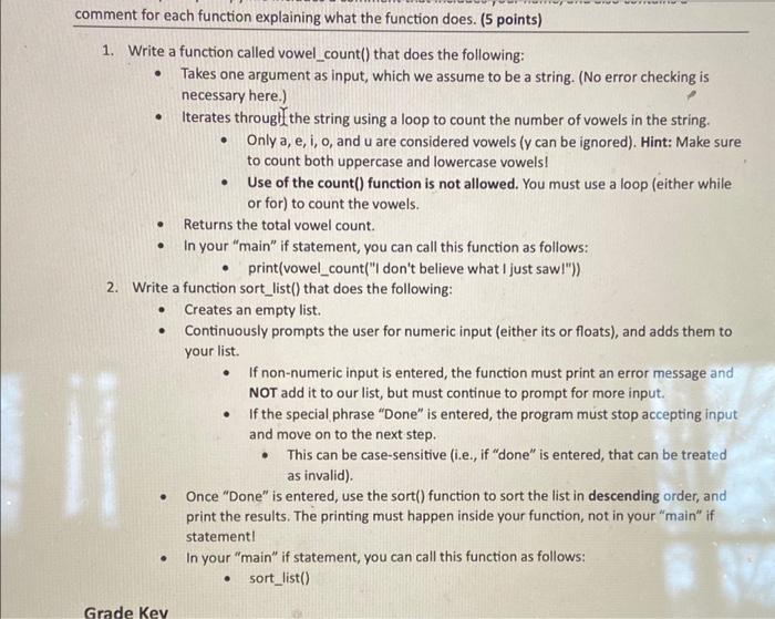 Solved 1. Write a function called vowel_count() that does | Chegg.com