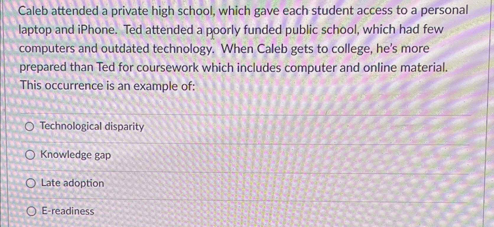 Solved Caleb attended a private high school, which gave each | Chegg.com