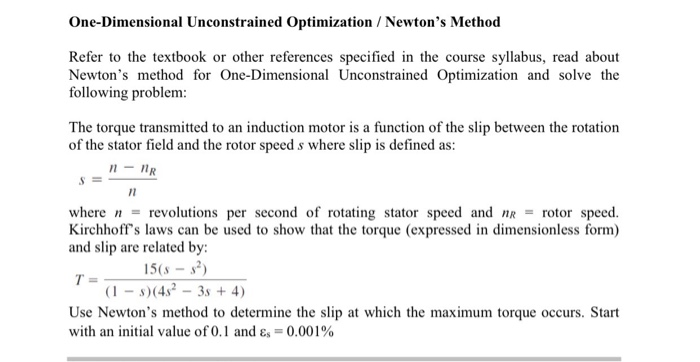 One-Dimensional Unconstrained Optimization/Newton's | Chegg.com
